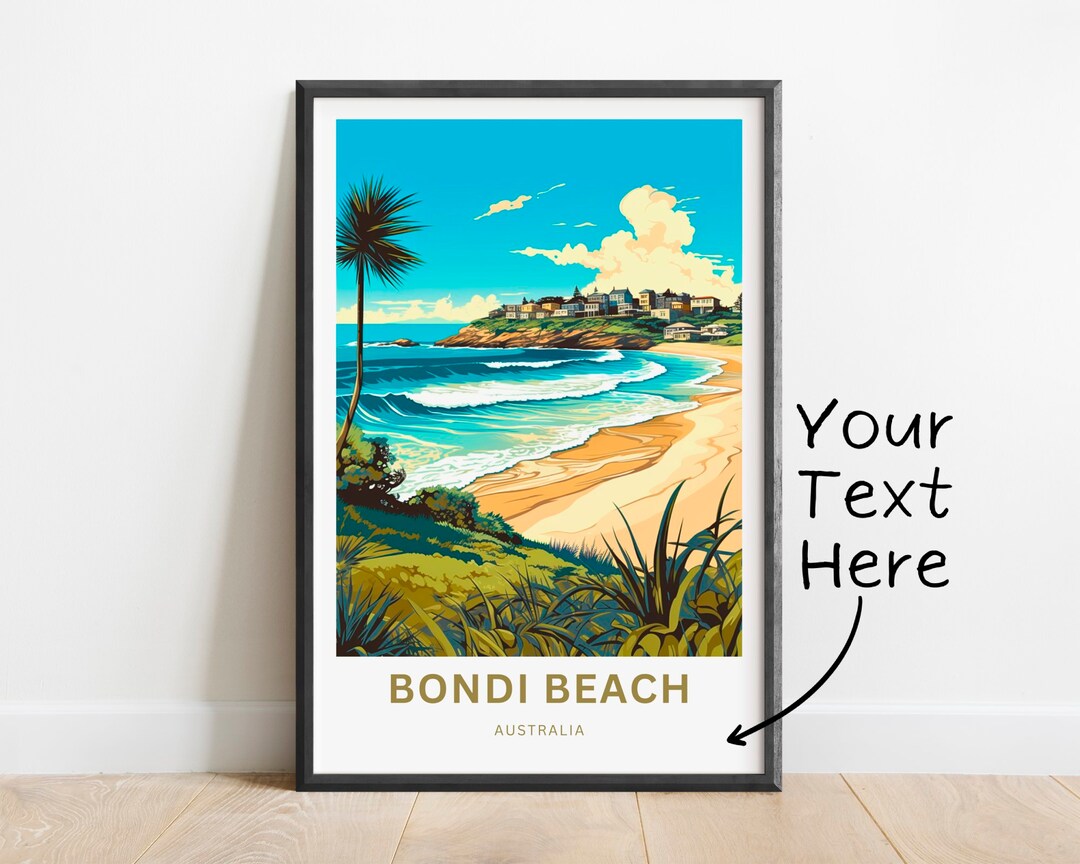Personalized Bondi Beach Travel Print - Bondi Beach Poster, Australia ...
