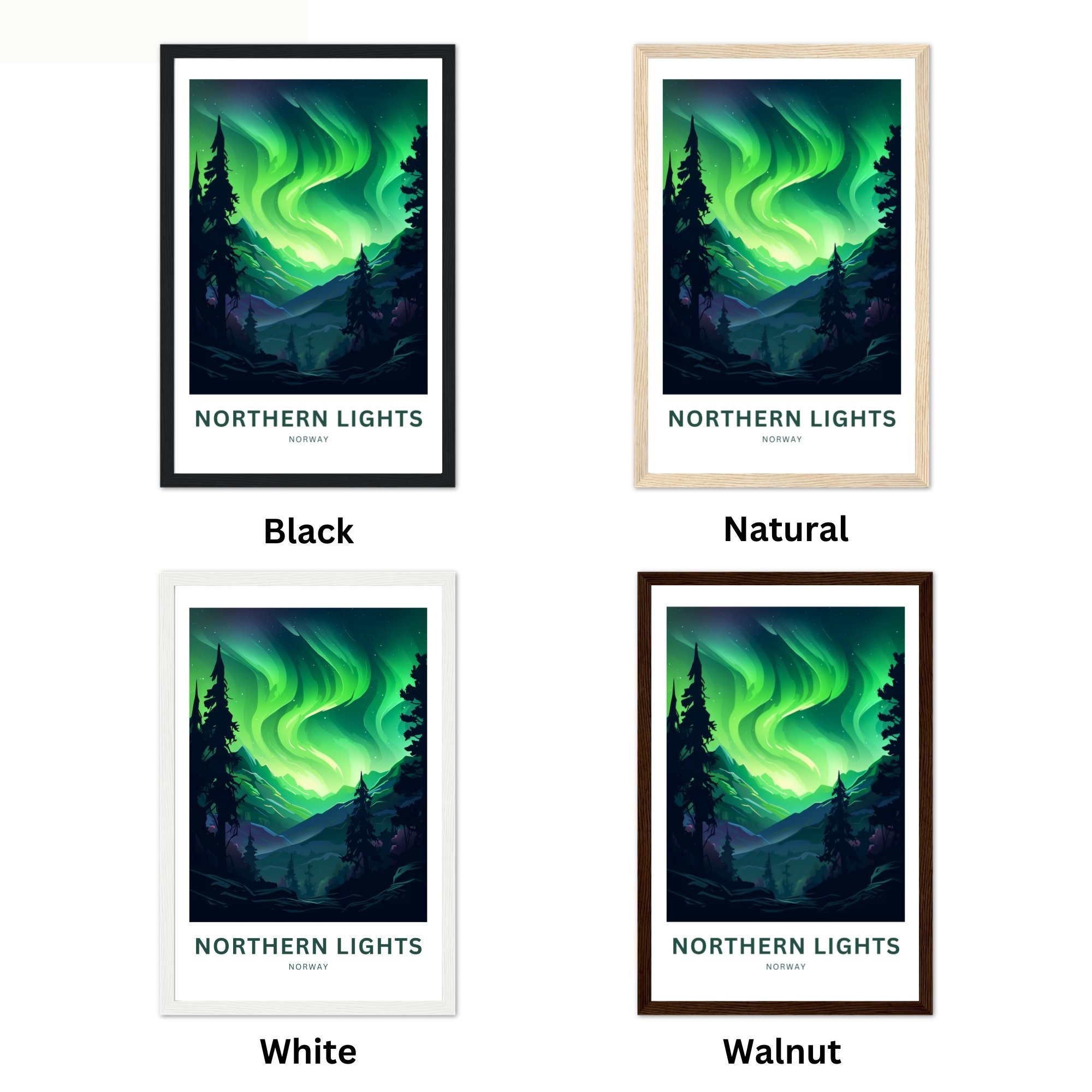 Northern Lights Travel Print - Northern Lights Poster, Norway Wall Art ...