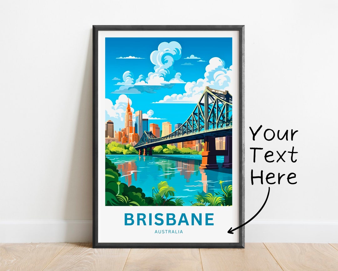Personalized Brisbane Travel Print - Brisbane Poster, Australia Wall ...