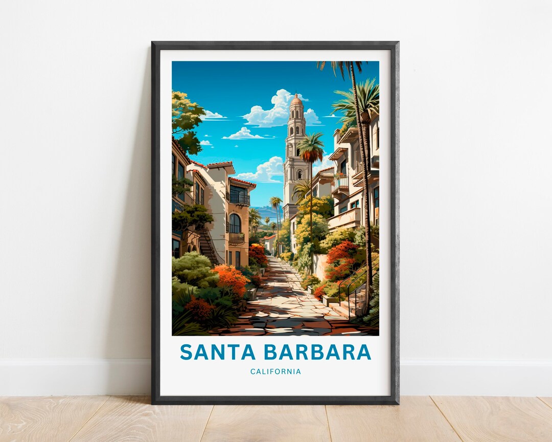Santa Barbara Travel Print - Santa Barbara Lake Poster, California Wall ...