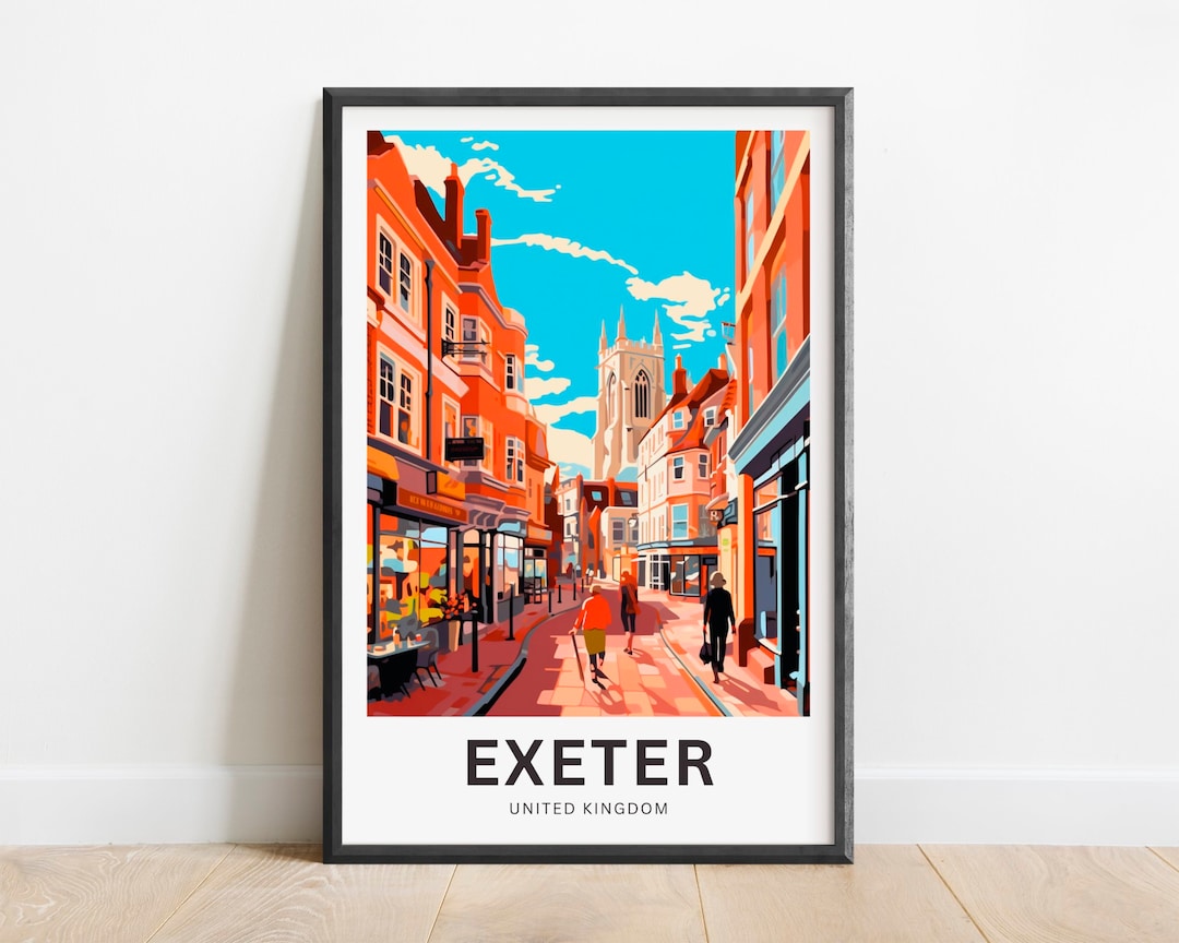 Exeter Travel Print - Exeter Poster, England Wall Art, Framed Present ...
