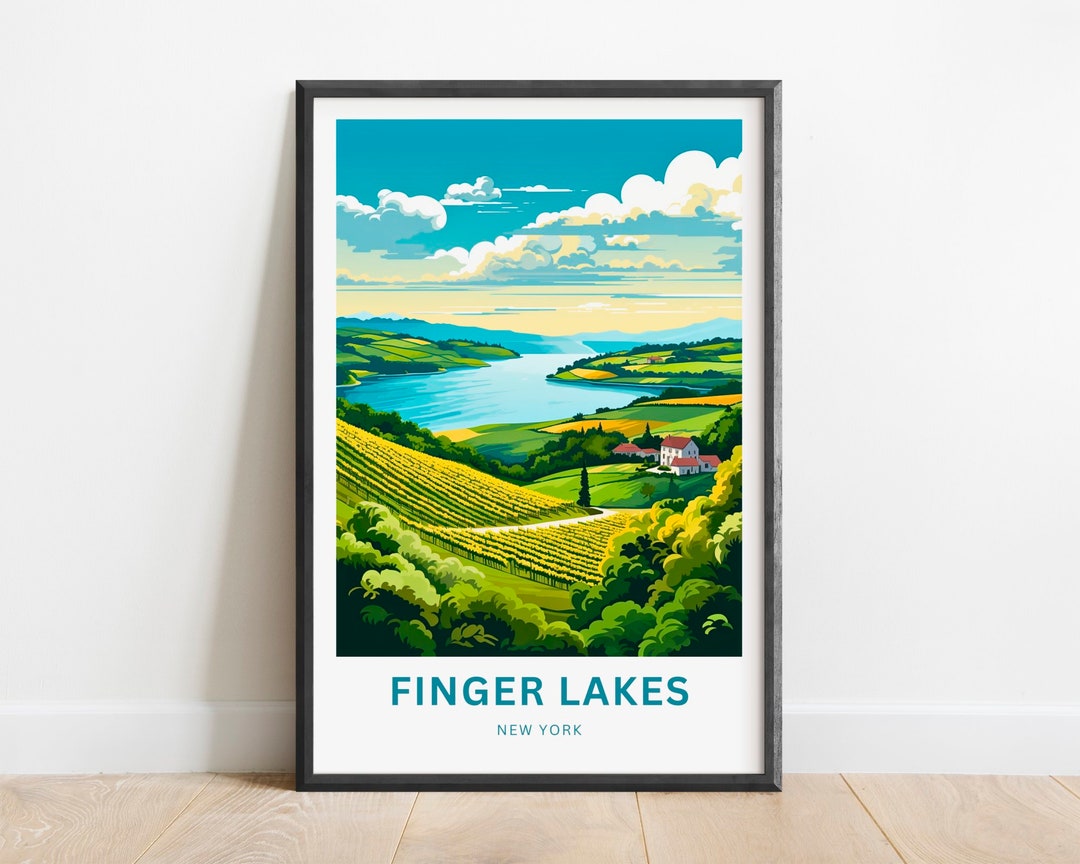 Finger Lakes Travel Print - Finger Lakes Poster, New York Wall Art ...