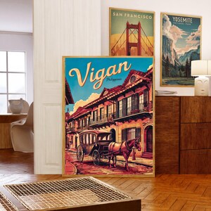 Vigan Vintage Travel Poster - Vigan Print, Philippines Wall Art, Framed ...