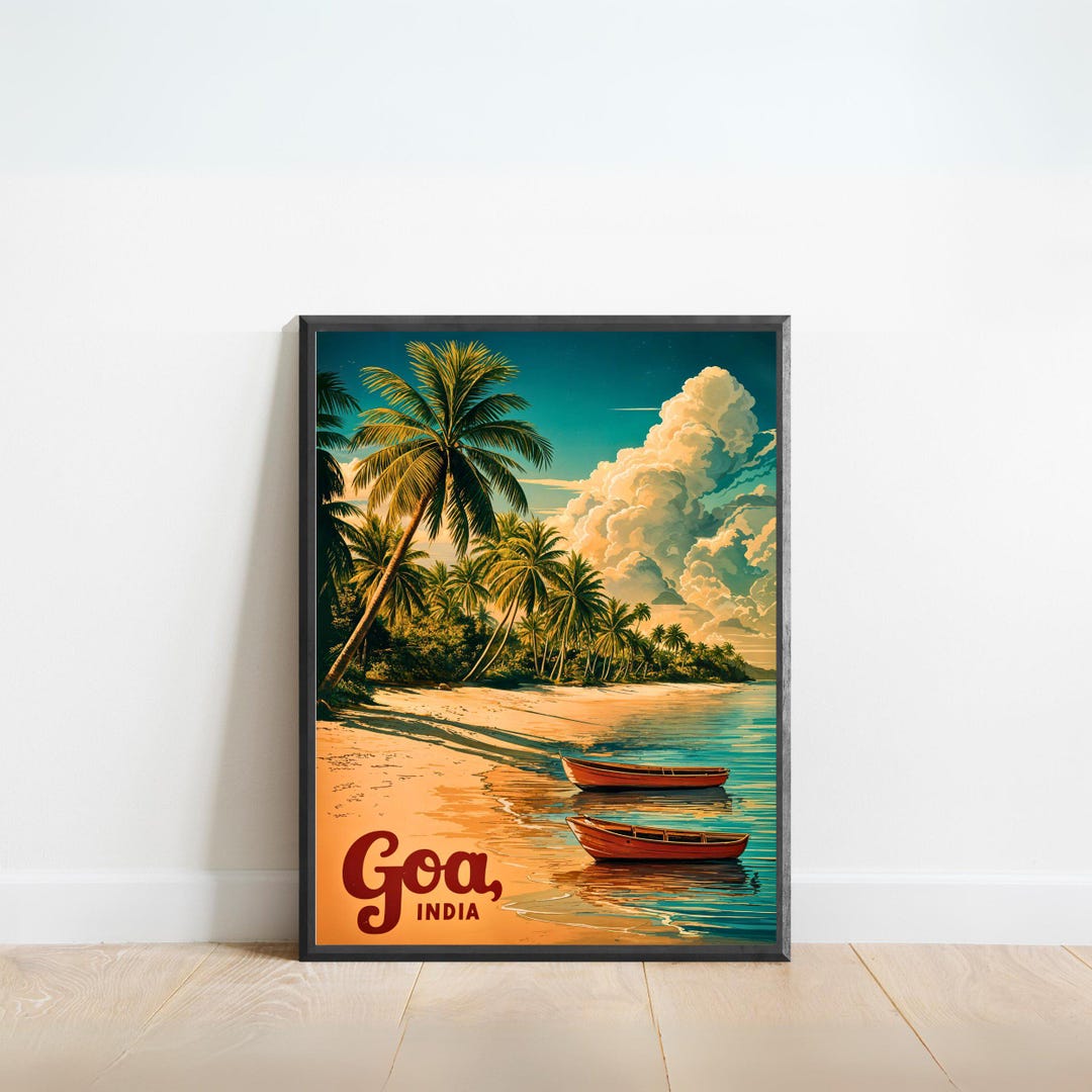 Goa Vintage Travel Poster - Goa Print, India Wall Art, Framed, Gift ...