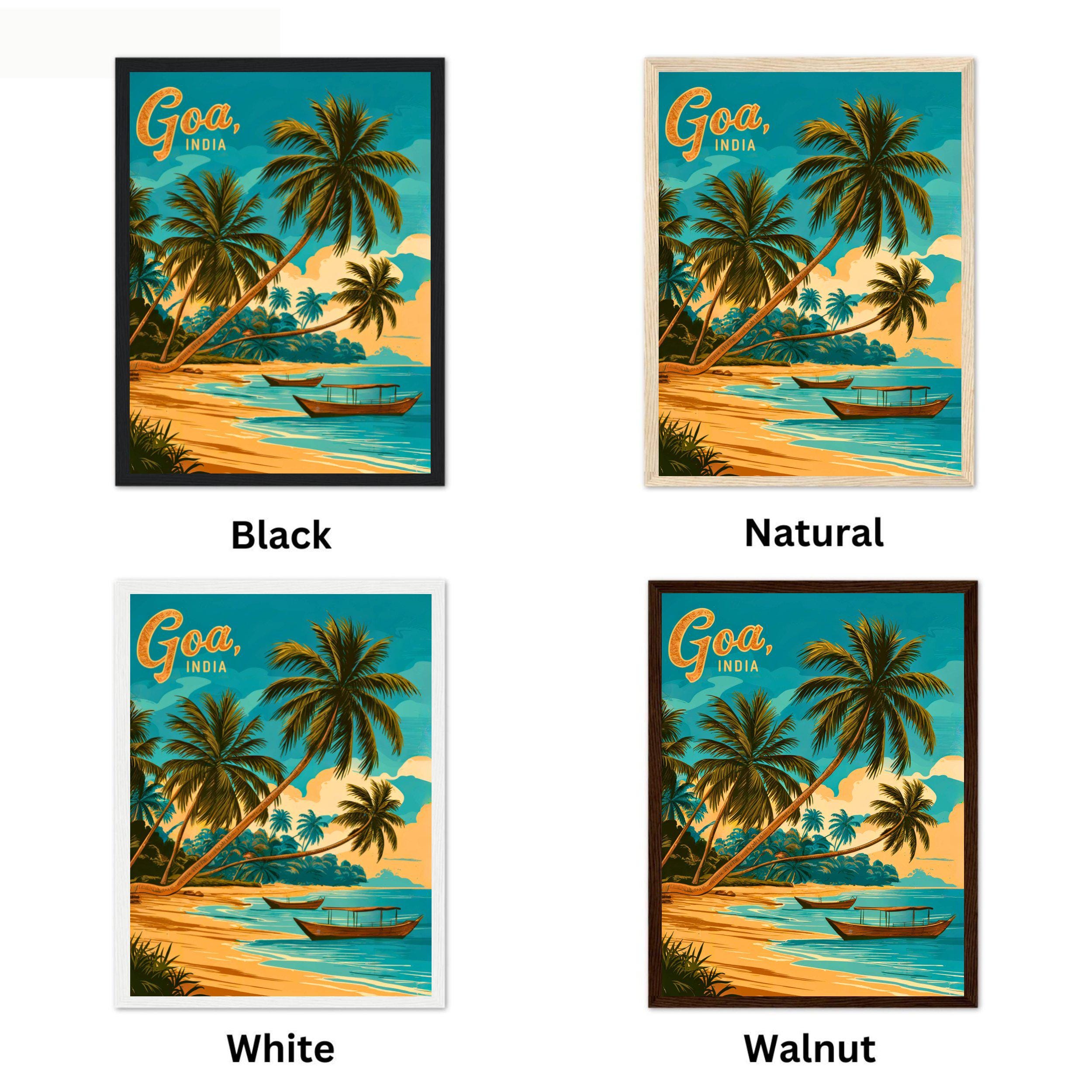 Goa Vintage Travel Poster - Goa Print, India Wall Art, Framed, Gift ...