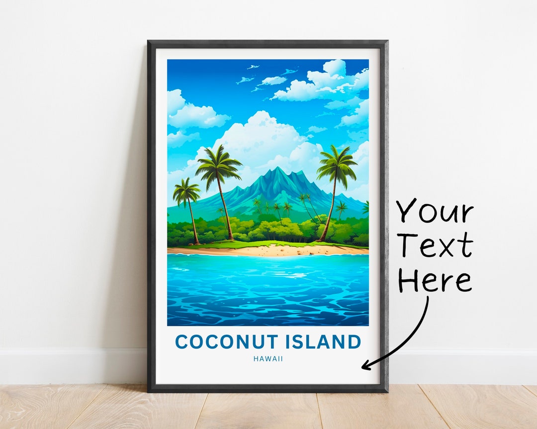 Personalized Coconut Island Travel Print Coconut Island Poster, Hawaii ...