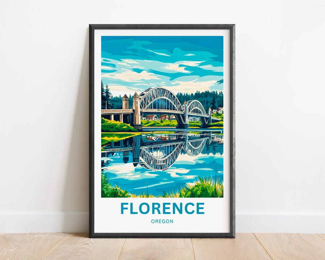 Florence Travel Print - Florence Poster, Oregon Wall Art, Framed ...