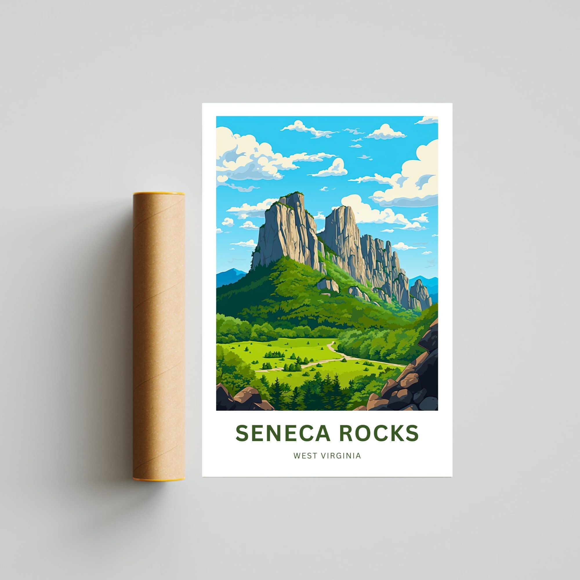 Seneca Rocks Travel Print Seneca Rocks Poster, Virginia Wall Art ...