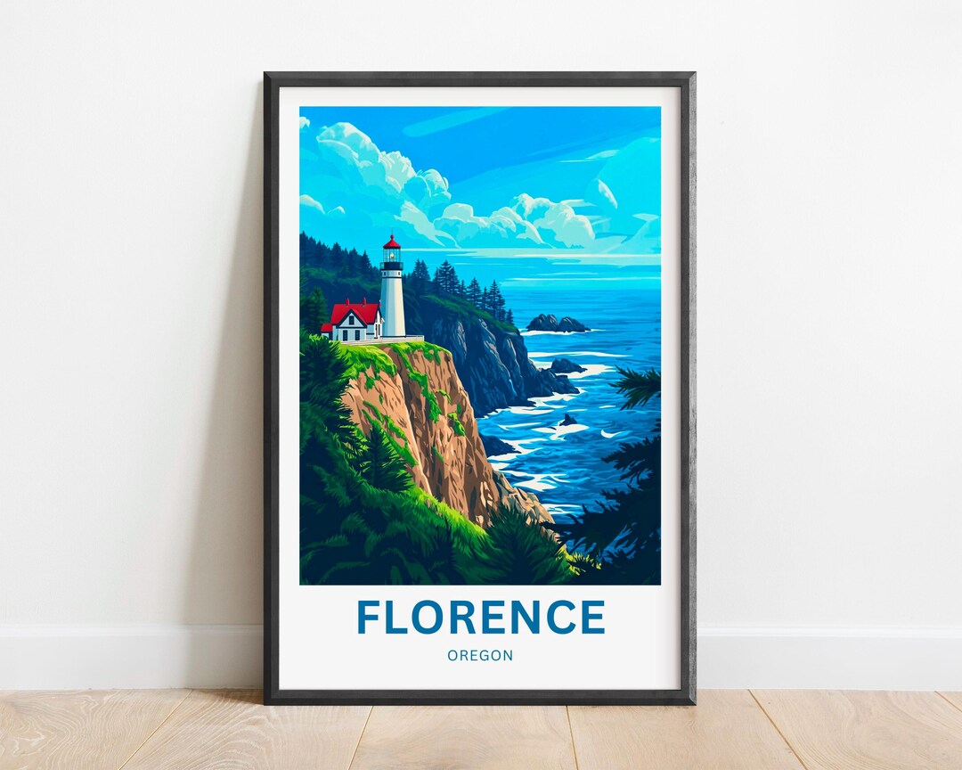 Florence Travel Print - Florence Poster, Oregon Wall Art, Framed ...