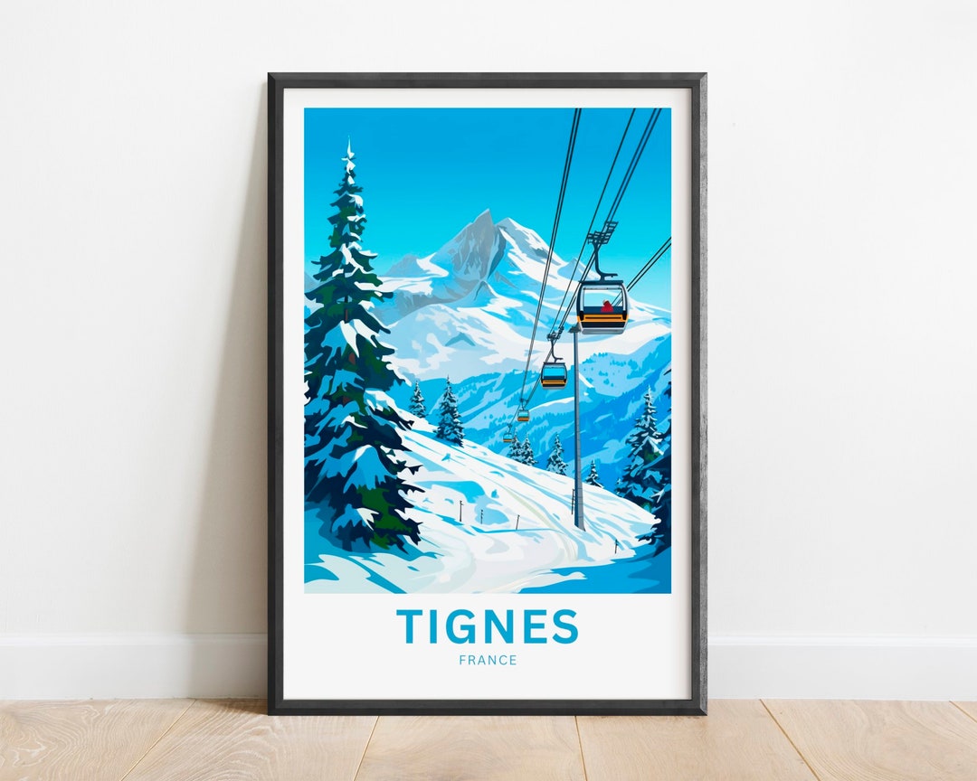 Tignes Travel Print - Tignes Poster, France Wall Art, Framed Present ...