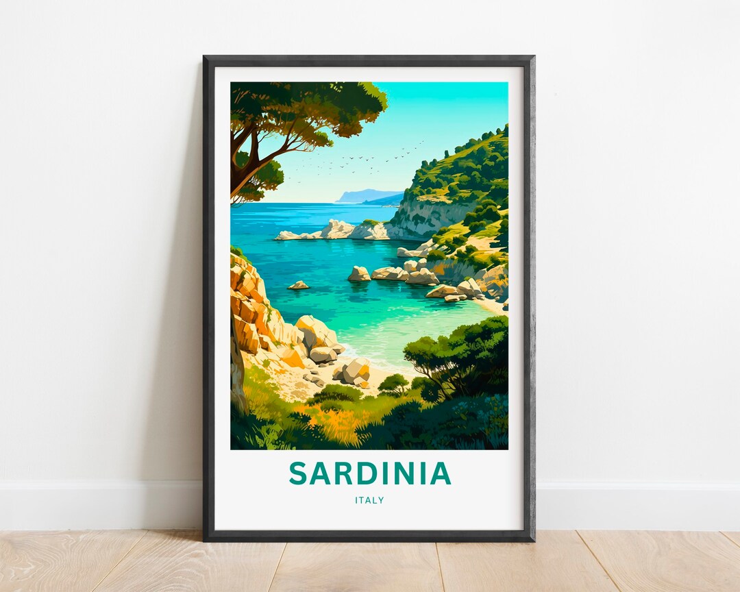 Sardinia Travel Print - Sardinia Poster, Italy Wall Art, Framed Present ...
