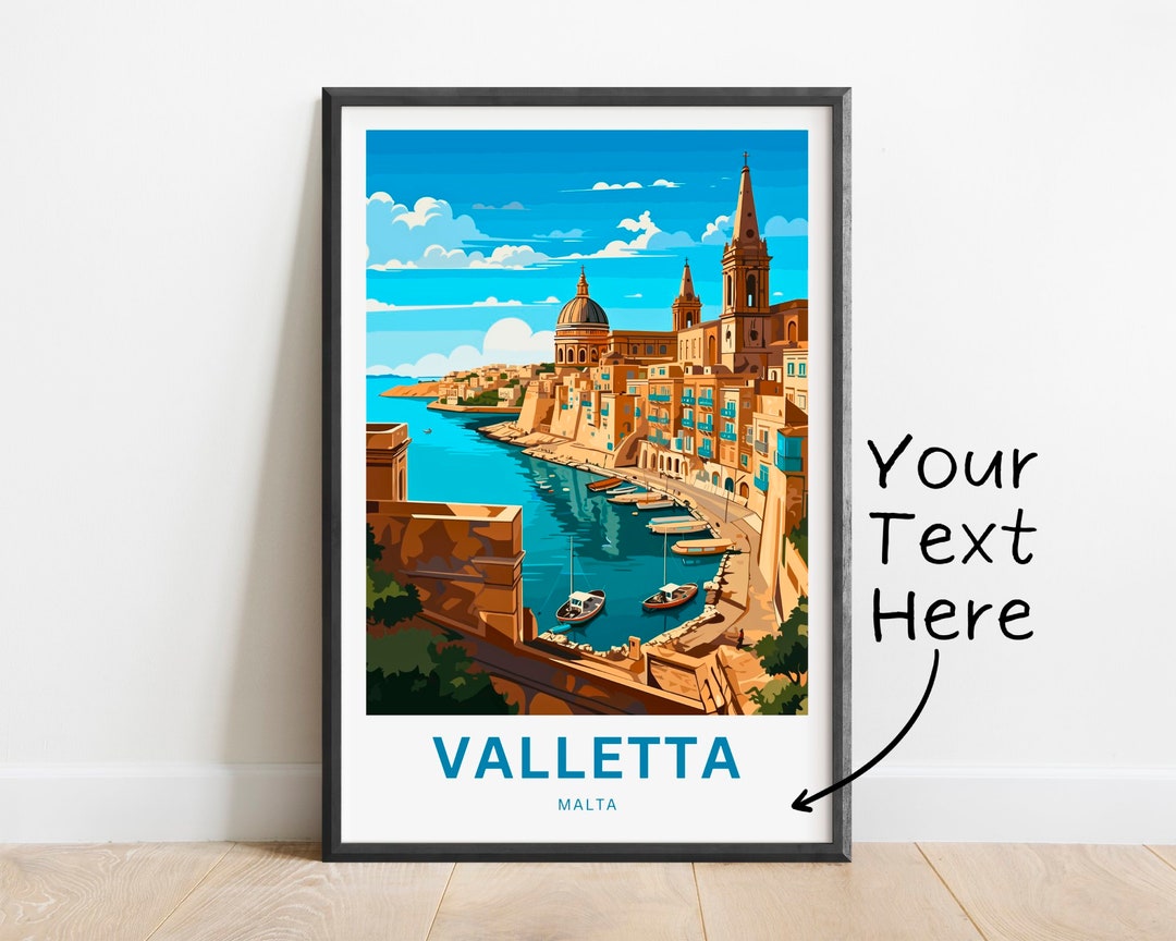 Personalized Valletta Travel Print - Valletta Poster, Malta Wall Art ...