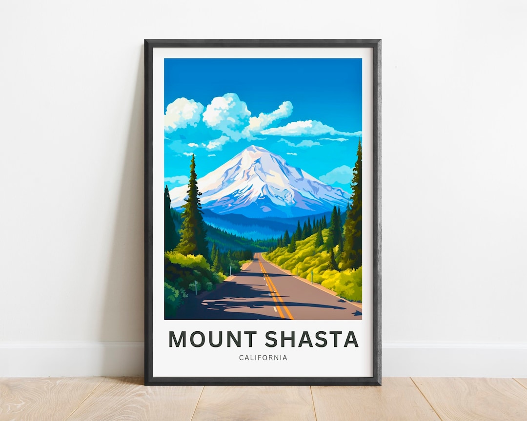 Mount Shasta Print: California Travel Poster, Framed Art (digital File ...