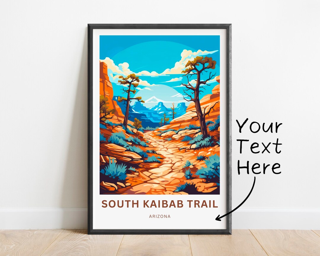Personalized South Kaibab Trail Travel Print - South Kaibab Trail ...
