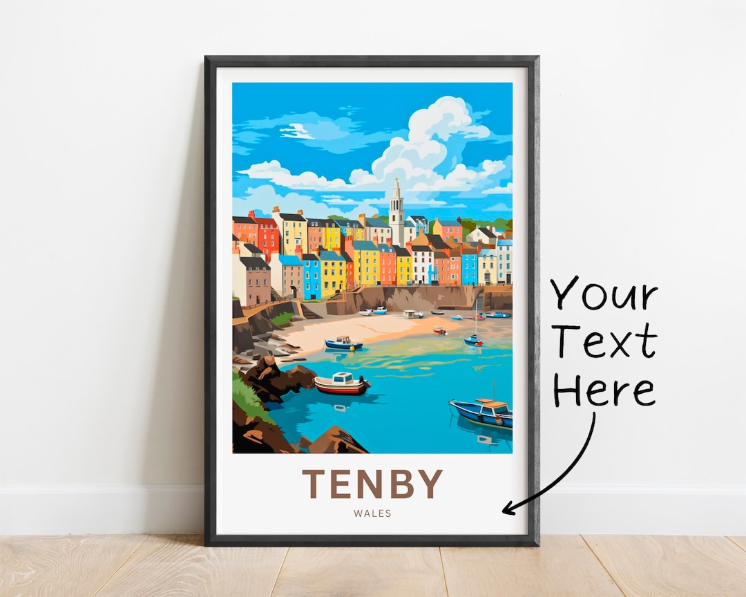 Personalized Tenby Travel Print - Tenby Poster, Wales Wall Art, Framed ...
