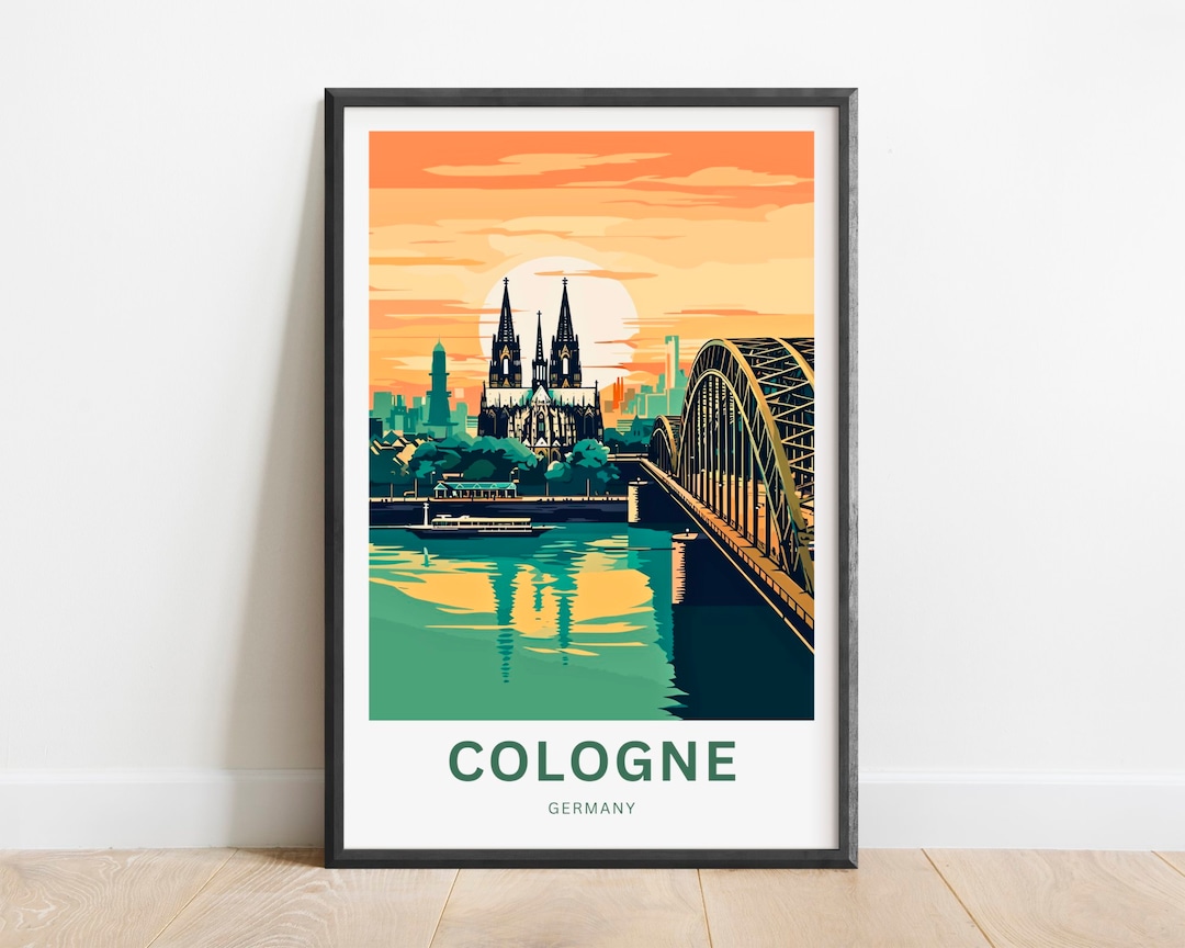 Cologne Travel Print - Cologne Poster, Germany Wall Art, Framed Present ...