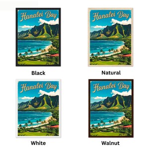 Hanalei Bay Vintage Travel Poster - Hanalei Bay Print, Hawaii Wall Art ...