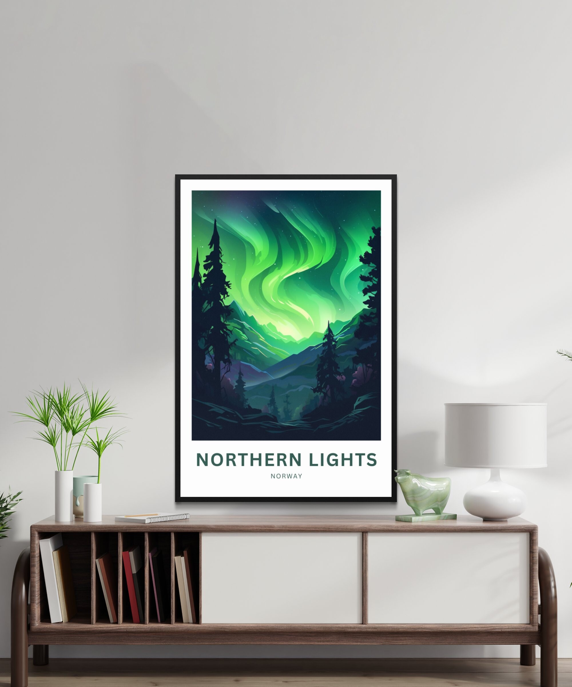 Northern Lights Travel Print - Northern Lights Poster, Norway Wall Art ...