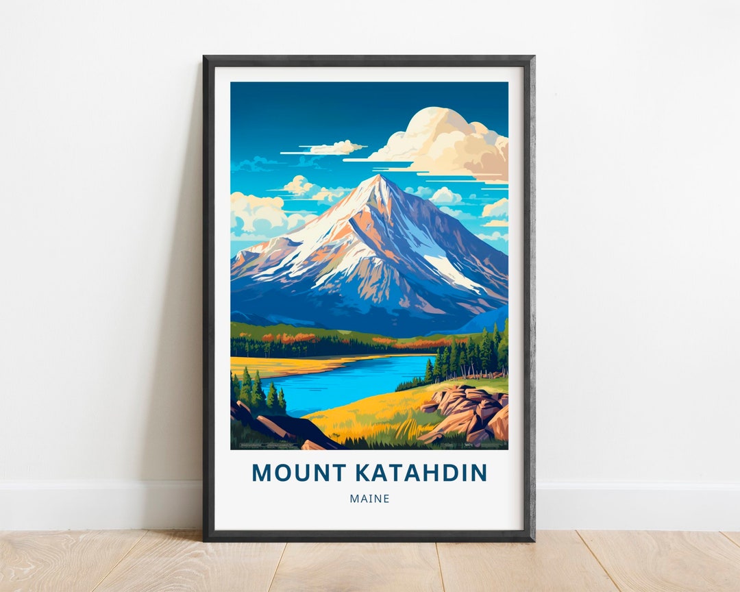Mount Katahdin Art Print: Maine Travel Poster, Baxter State Park - Etsy