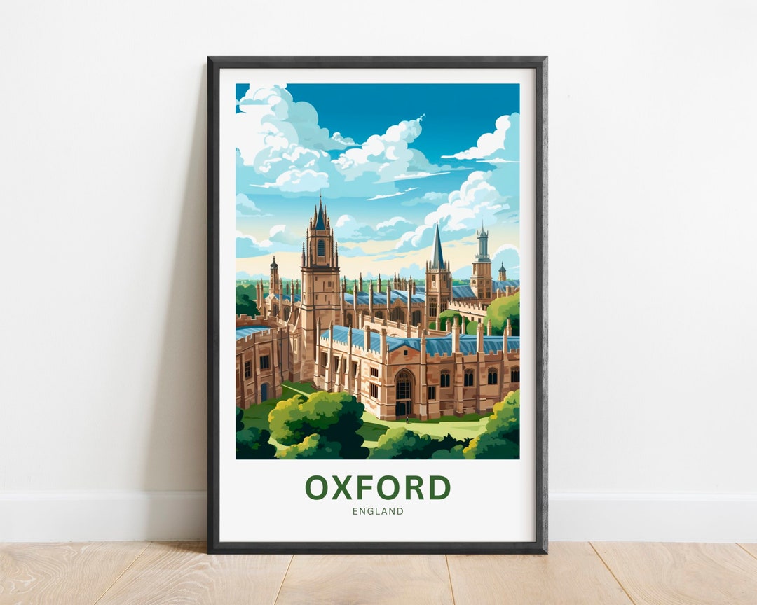 Oxford Travel Print - Oxford Poster, England Wall Art, Framed Present ...