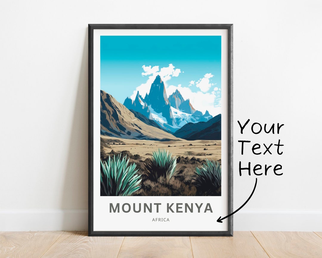 Personalized Mount Kenya Travel Print - Mount Kenya Poster, Africa Wall ...