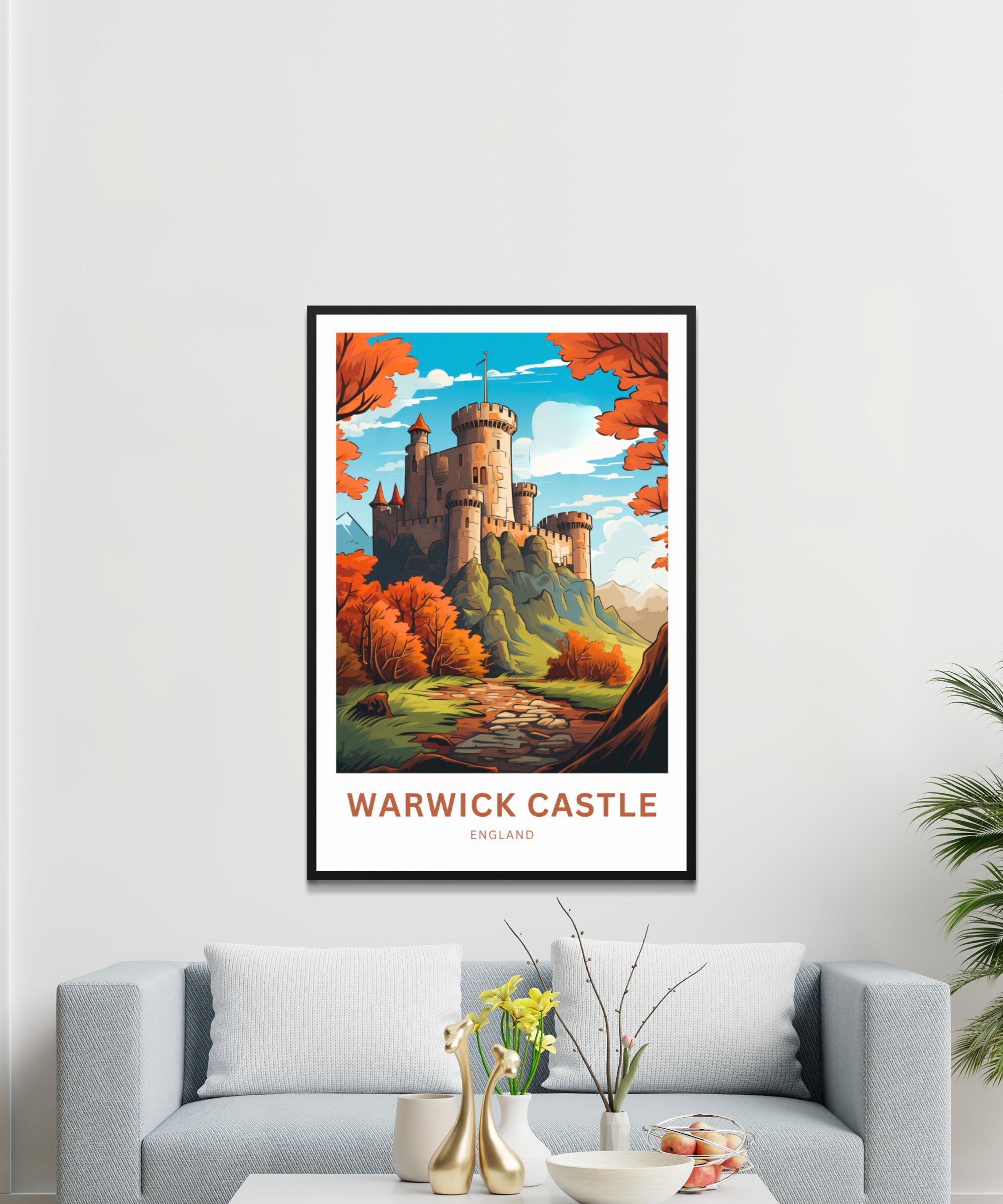 Warwick Castle Travel Print - Warwick Castle Lake Poster, England UK ...