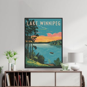 Lake Winnipeg Vintage Travel Poster - Lake Winnipeg Print, Canada Wall ...