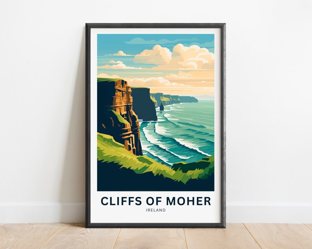 Cliffs of Moher Travel Print - Cliffs of Moher Poster, Ireland Wall Art ...