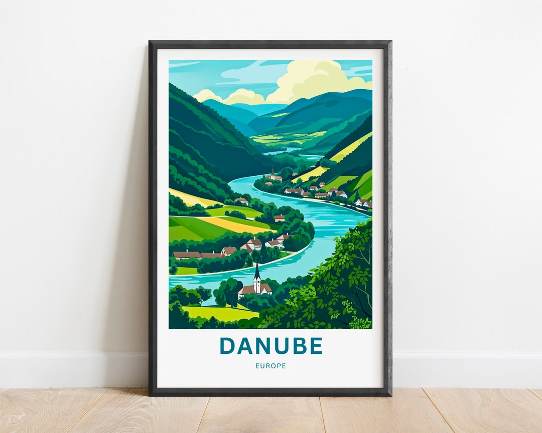 Danube Travel Print - Danube Poster, Danube River Wall Art, Framed ...