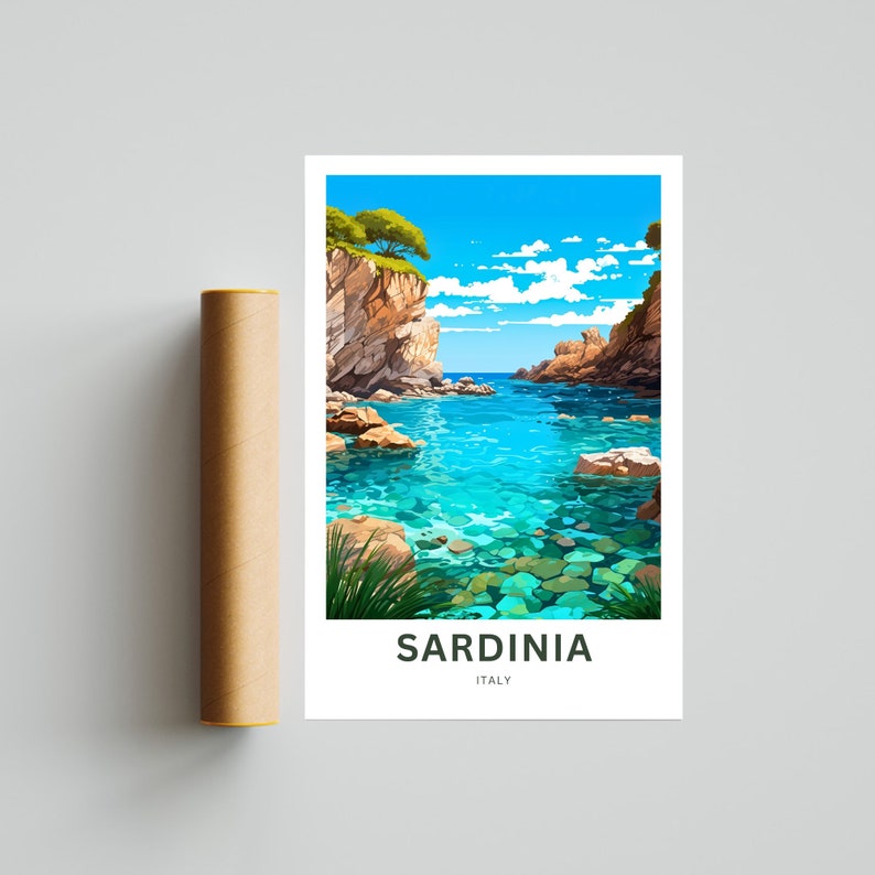 Sardinia Travel Print - Sardinia Poster, Italy Wall Art, Framed Present ...