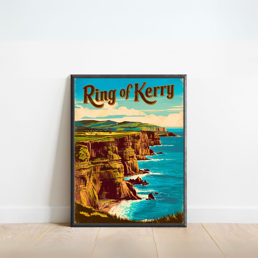 Ring of Kerry Vintage Travel Poster - Ring of Kerry Print, Ireland Wall ...