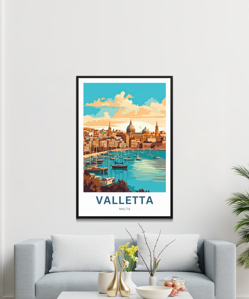 Valletta Travel Print Valletta Poster, Malta Wall Art, Framed Present ...