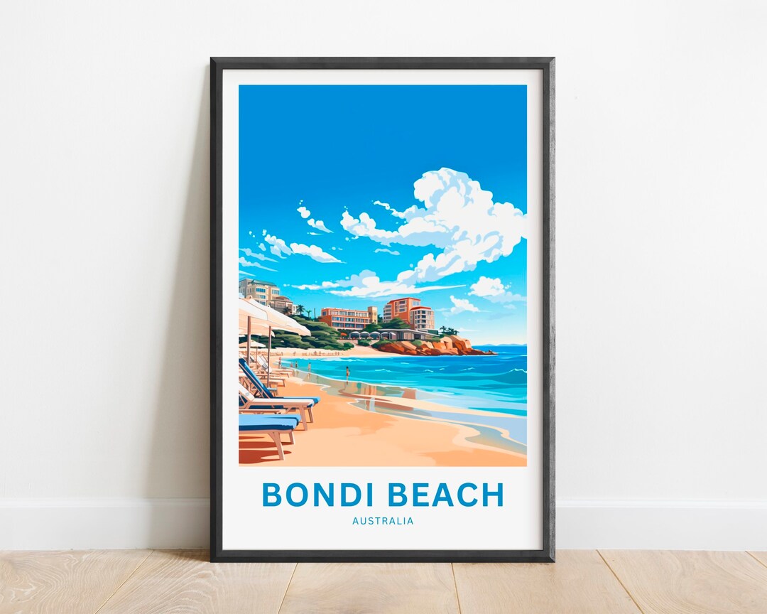 Bondi Beach Travel Print - Bondi Beach Poster, Australia Wall Art ...