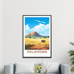 Oklahoma Travel Print - Oklahoma Poster, United States Wall Art, Framed ...