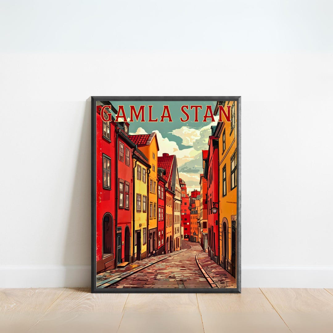 Gamla Stan Vintage Travel Poster - Gamla Stan Print, Stockholm, Sweden ...
