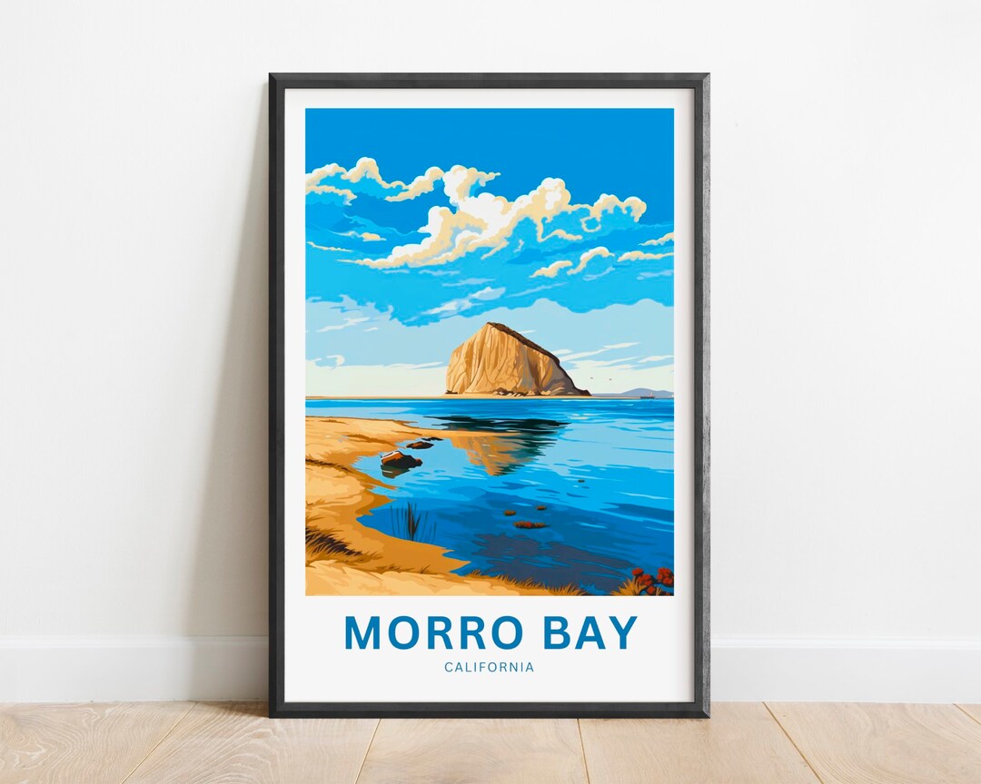 Morro Bay Travel Print - Morro Bay Poster, California Wall Art, Framed ...
