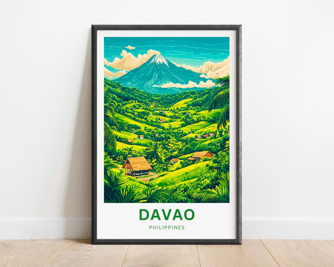 Davao Travel Print - Davao Poster, Philippines Wall Art, Framed Present ...