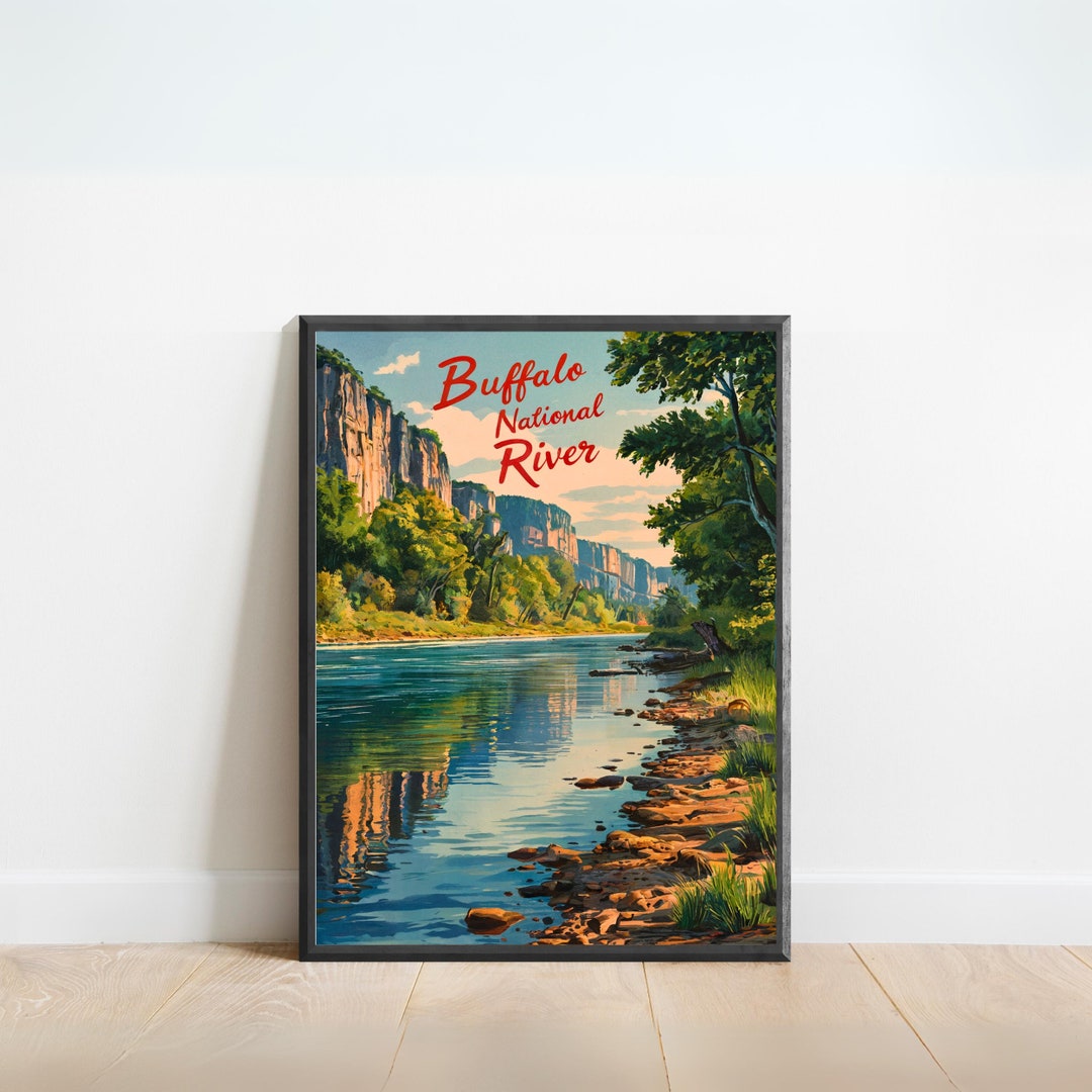 Buffalo River Vintage Travel Poster - Buffalo River Print, Arkansas ...