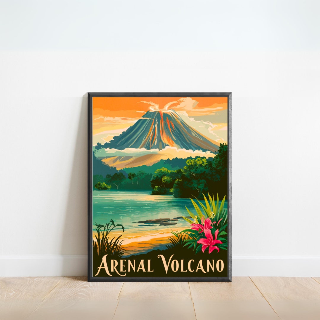 Arenal Volcano Vintage Travel Poster - Arenal Volcano National Park ...