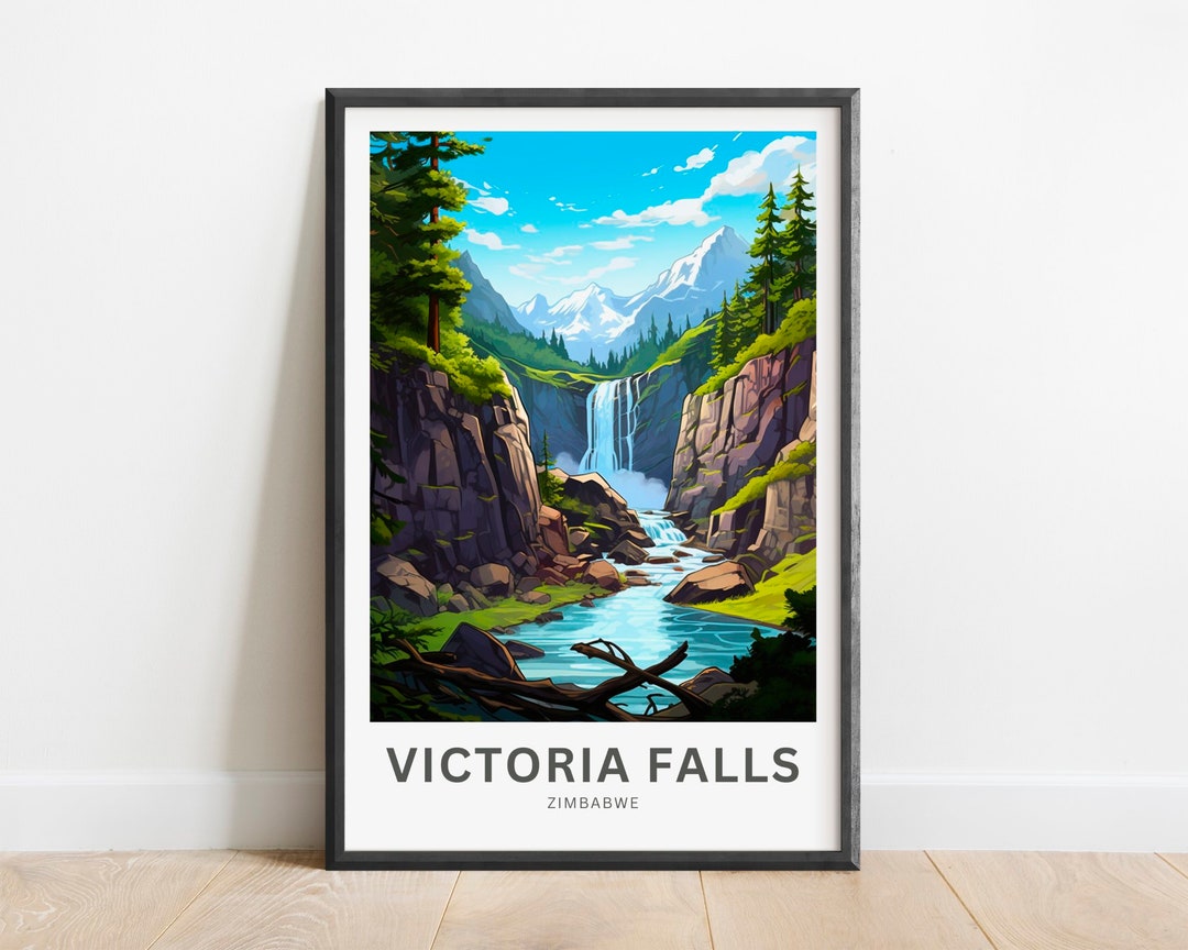 Zimbabwe Wall Art Print: Victoria Falls - Modern Minimalist Design - Etsy