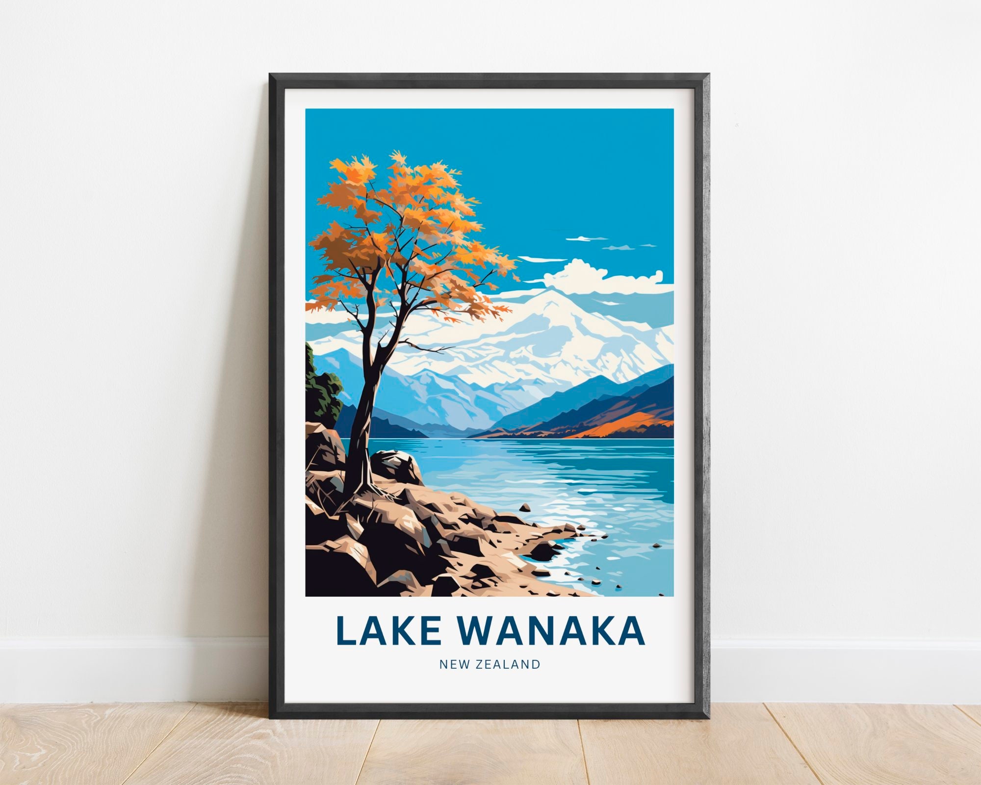Wanaka Travel Print Wanaka Poster, New Zealand Wall Art, Framed Present ...