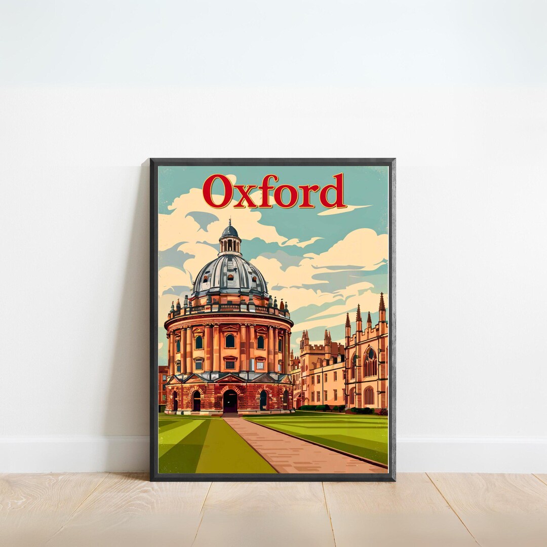Oxford Vintage Travel Poster - Oxford Print, England Wall Art, Framed ...