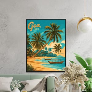 Goa Vintage Travel Poster - Goa Print, India Wall Art, Framed, Gift ...