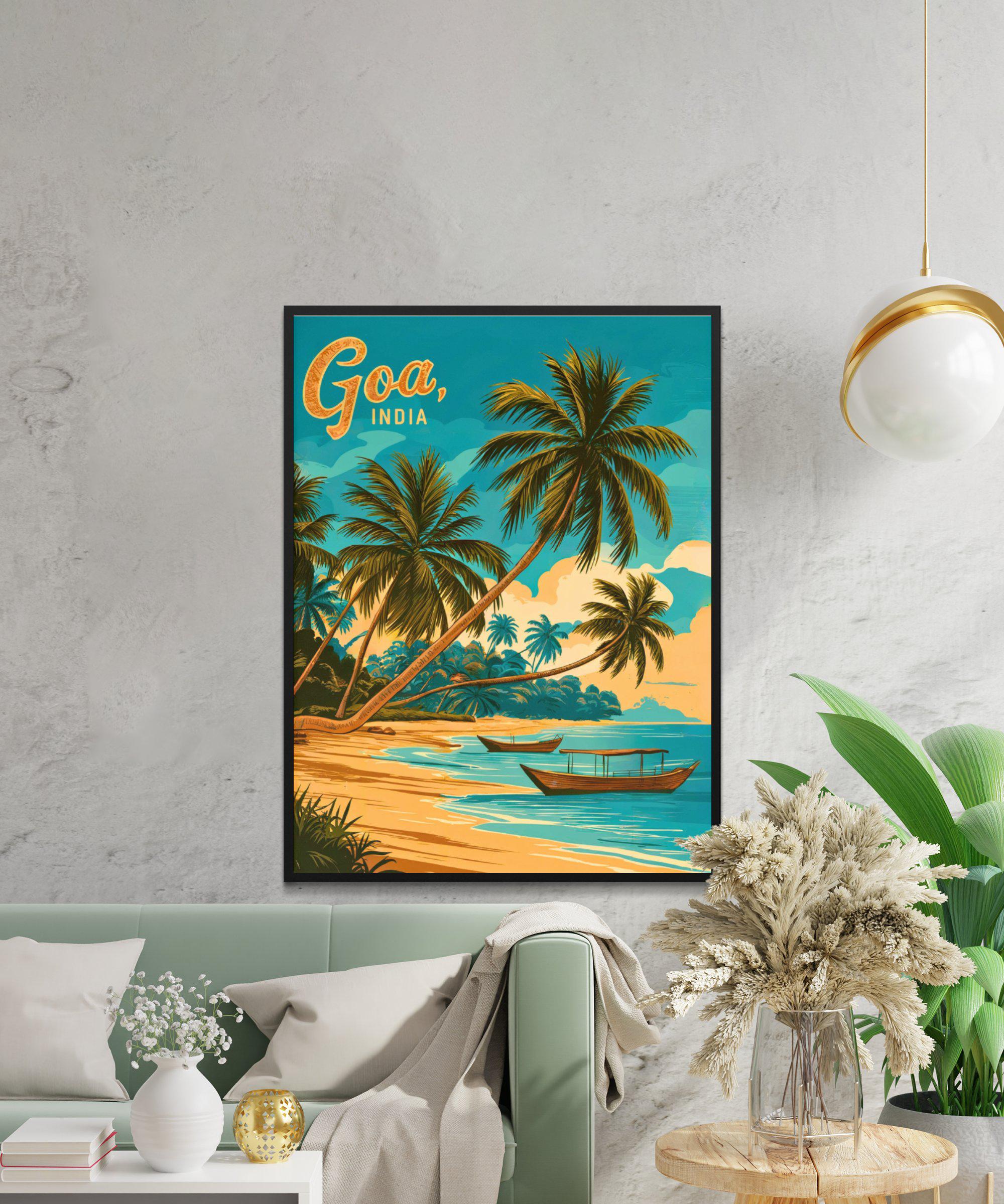 Goa Vintage Travel Poster - Goa Print, India Wall Art, Framed, Gift ...