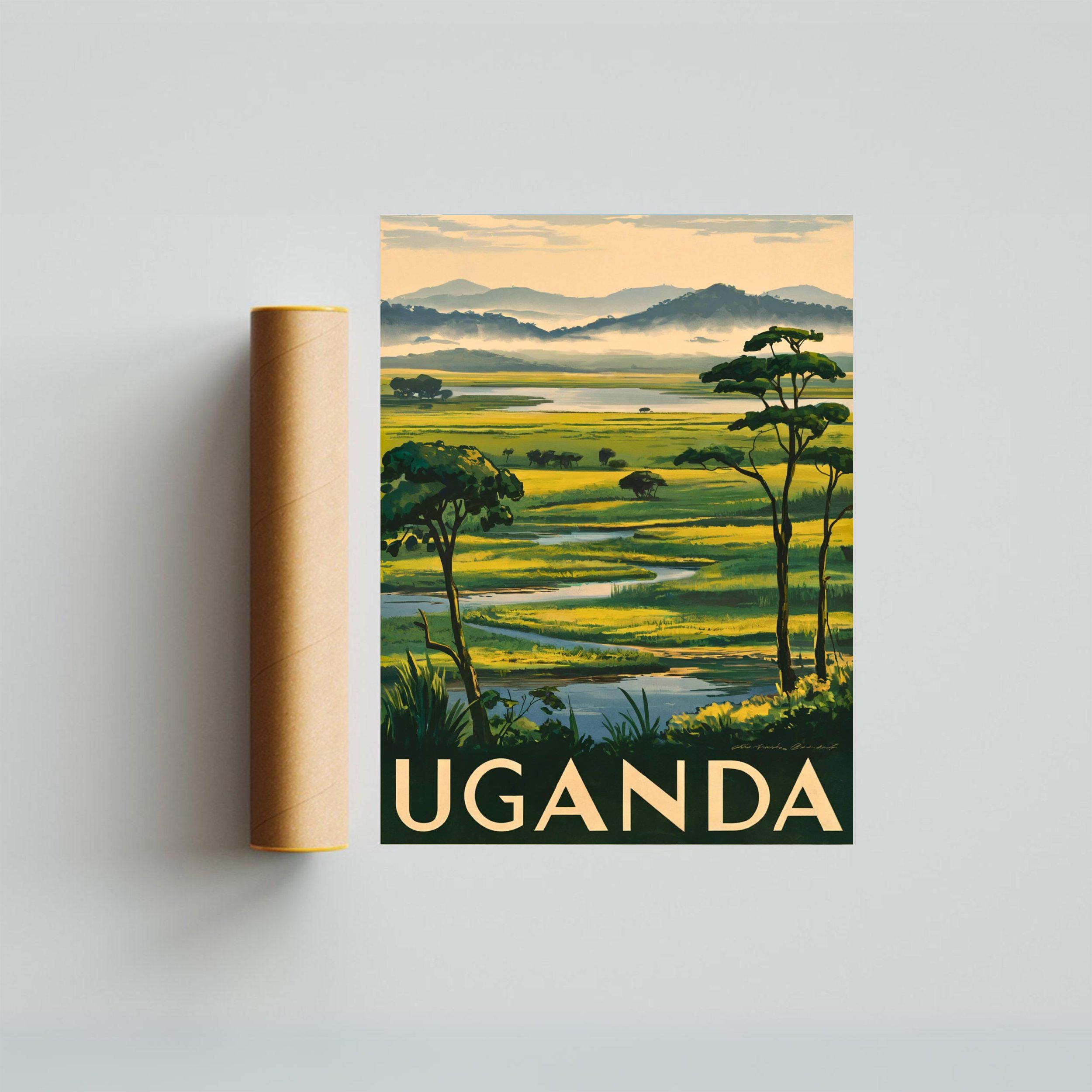 Uganda Wall Art Print: Africa Travel Decor (vintage Style) - Etsy