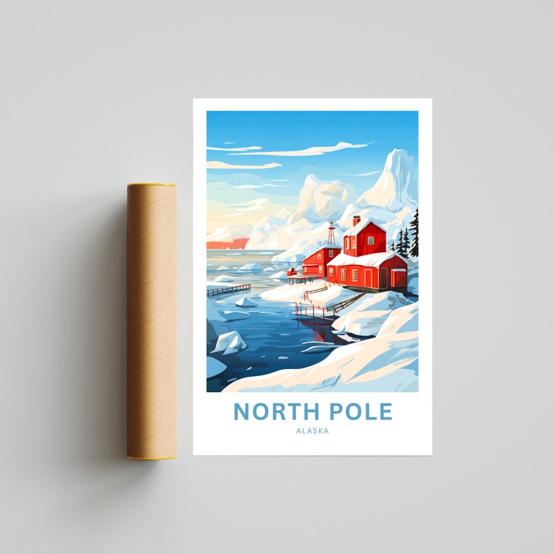 North Pole Travel Print North Pole Poster, Alaska Wall Art, Framed ...