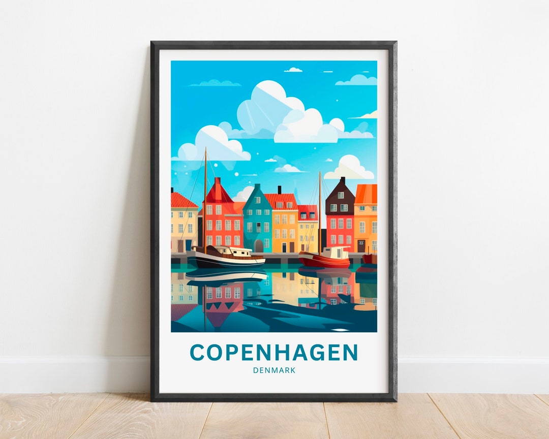 Copenhagen Art Print: Denmark Travel Poster, Colorful Architecture - Etsy