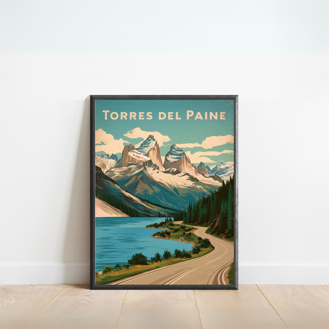 Torres Del Paine Vintage Travel Poster Torres Del Paine Print, Chile ...