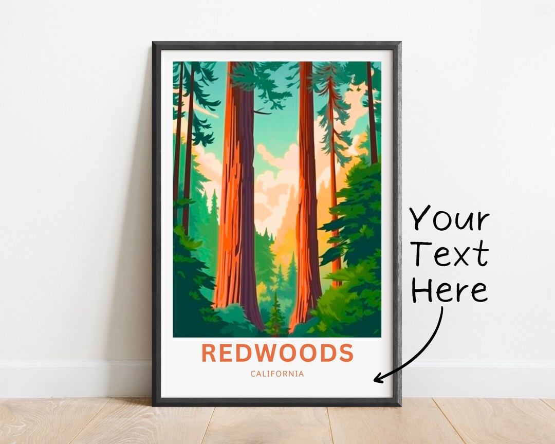 Personalized Redwoods Travel Print - Redwoods Valley Poster, California ...