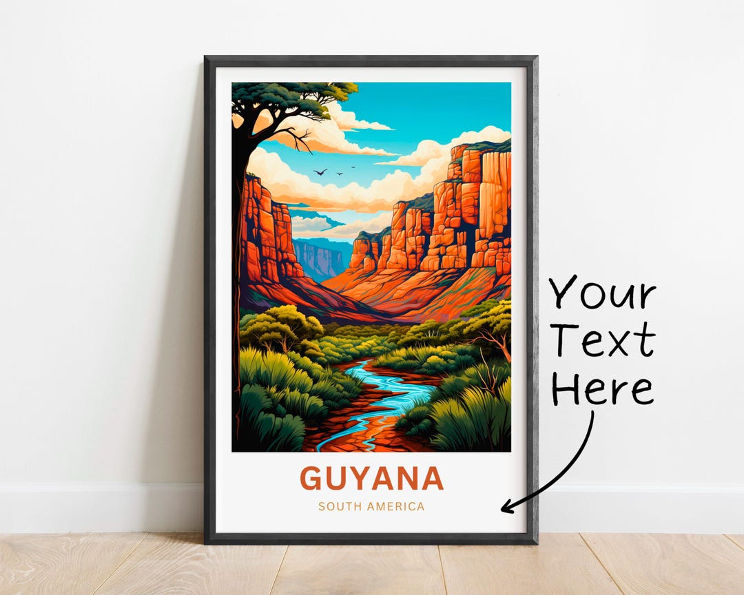 Personalized Guyana Print Guyana Poster, South America Wall Art, Framed ...